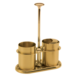Cream & Sugar Caddy 4-Ounce Creamer and Sugar Holder Set in Vintage Gold